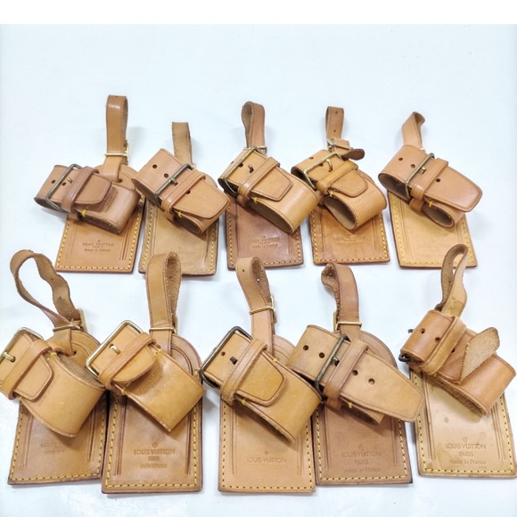 Louis Vuitton | Accessories | Auth Louis Vuitton Leather Luggage Id Tag ...